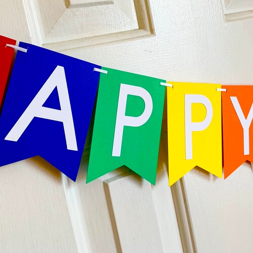 Happy Birthday Banner Primary Colors Birthday Party - Etsy