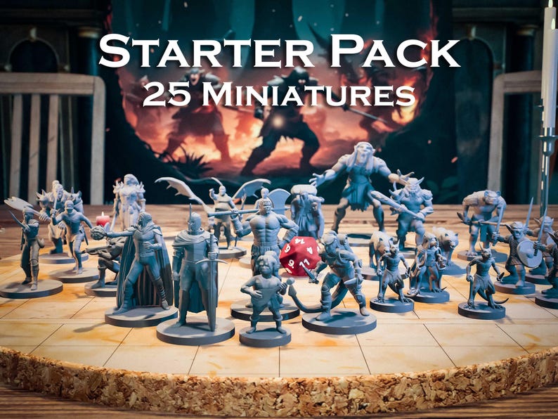 DND Starter Set | 25 Miniatures | DM Essentials Pack | 28mm Scale ...