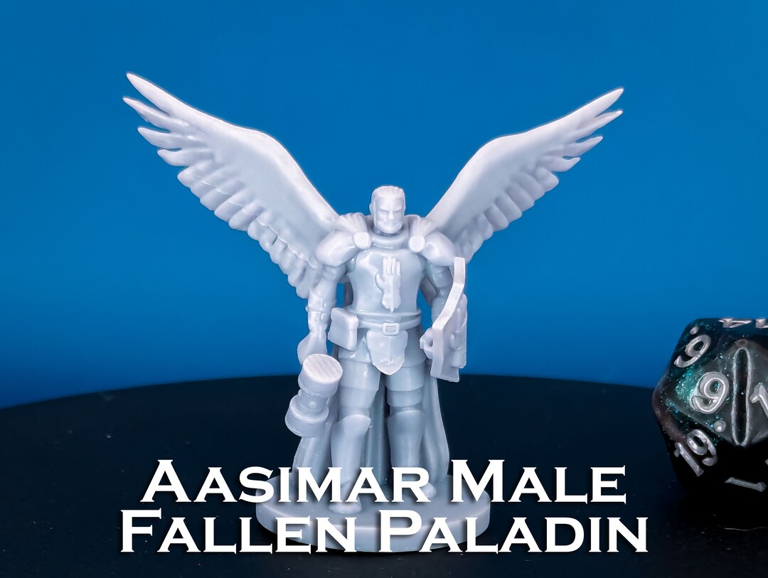 Aasimar Male Fallen Paladin Miniature for D&D, Dungeons and Dragons ...