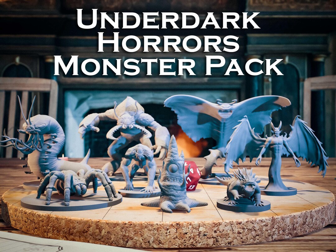 Underdark Horrors Monster Pack | 8 Miniatures Starter Set - 28mm Scale ...