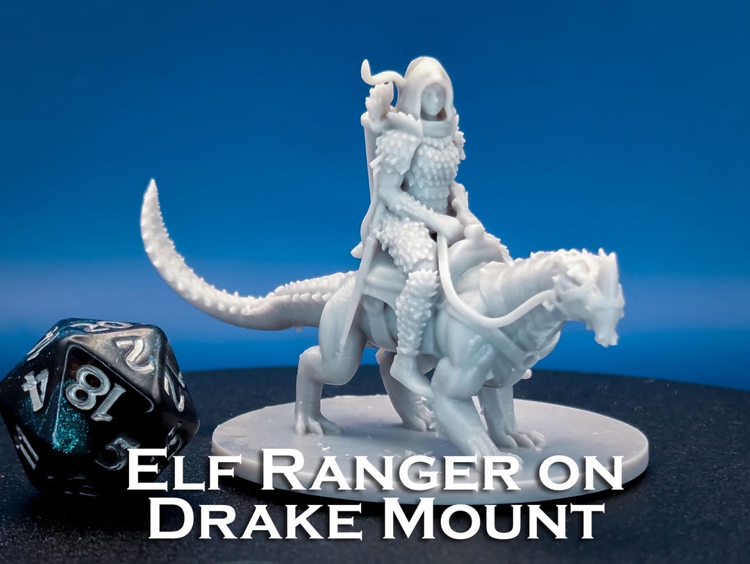 Elf Female Drake Warden Ranger With Drake Mount Miniature for D&D ...