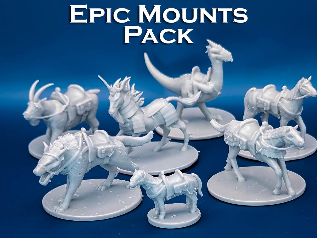 Epic Mounts Pack | 7 Miniatures Starter Set - 28mm Scale Dnd D&D ...