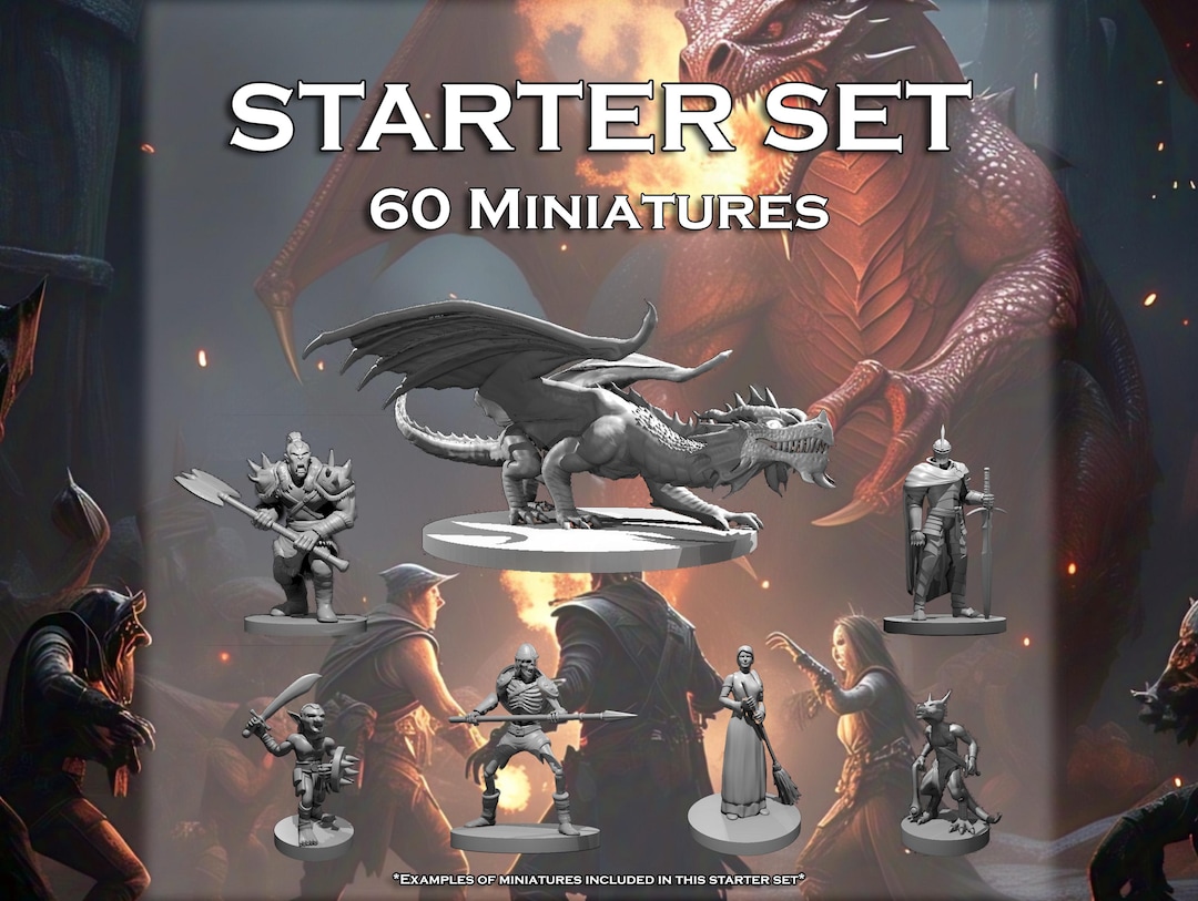 DND Starter Set | 60 Miniatures | DM Essentials Pack | 28mm Scale ...