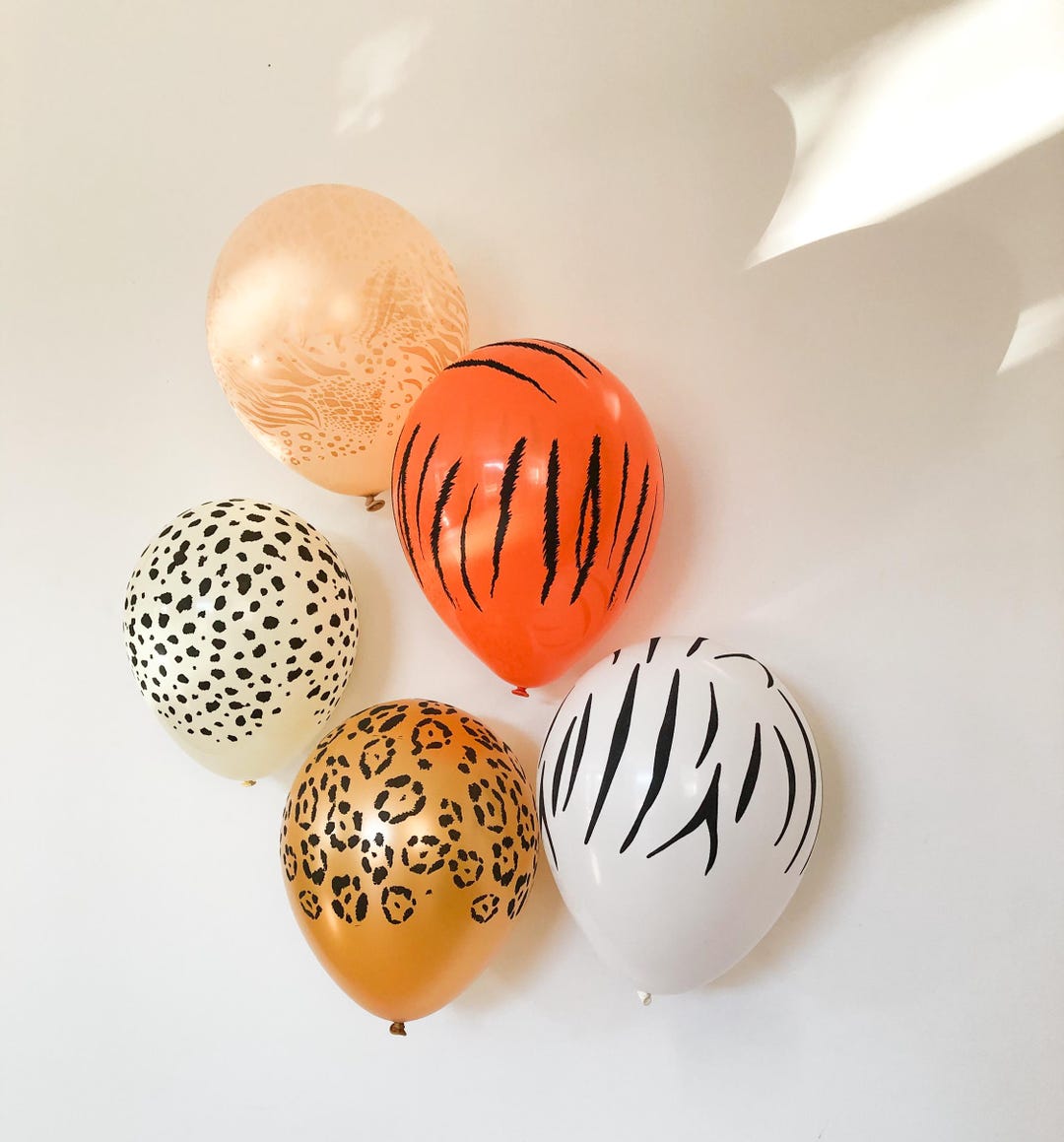 Set of 5 Safari Animal Print Balloons, Animal Birthday Balloons, Zebra ...