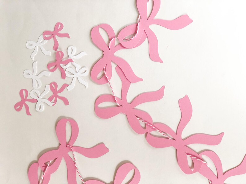 Pink Bow Garland , Pink Bow Party, Bow Birthday Decor, Coquette Bow ...
