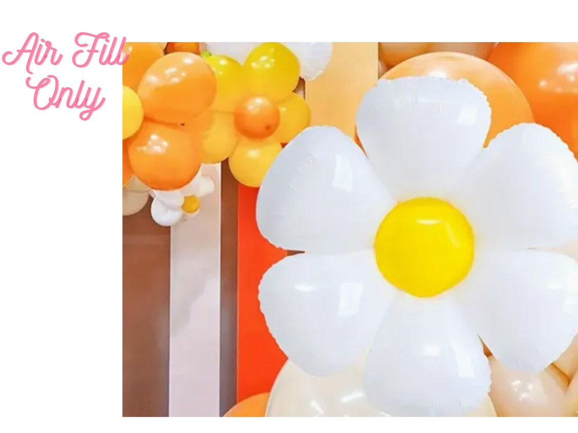 19" White Daisy Flower Balloon | First Birthday Party Decor Balloon ...