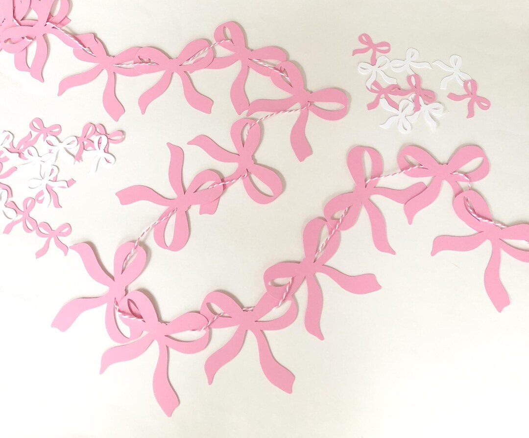 Pink Bow Garland , Pink Bow Party, Bow Birthday Decor, Coquette Bow ...