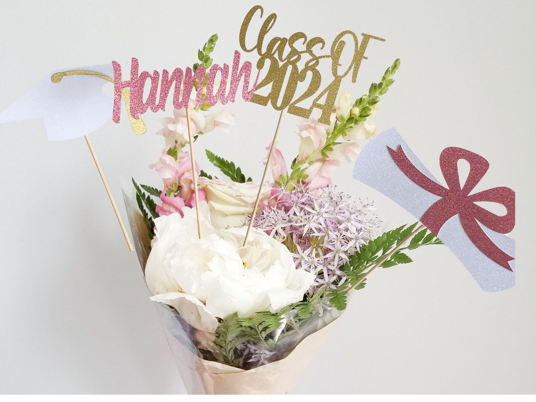 2024 Custom Personalized Grad Party Picks/ Pink Grad Table Center ...