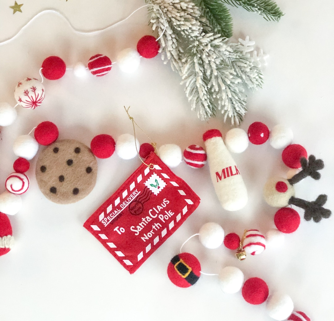 Letter to Santa Milk & Cookie Christmas Holiday Felt Garland/ Santa ...