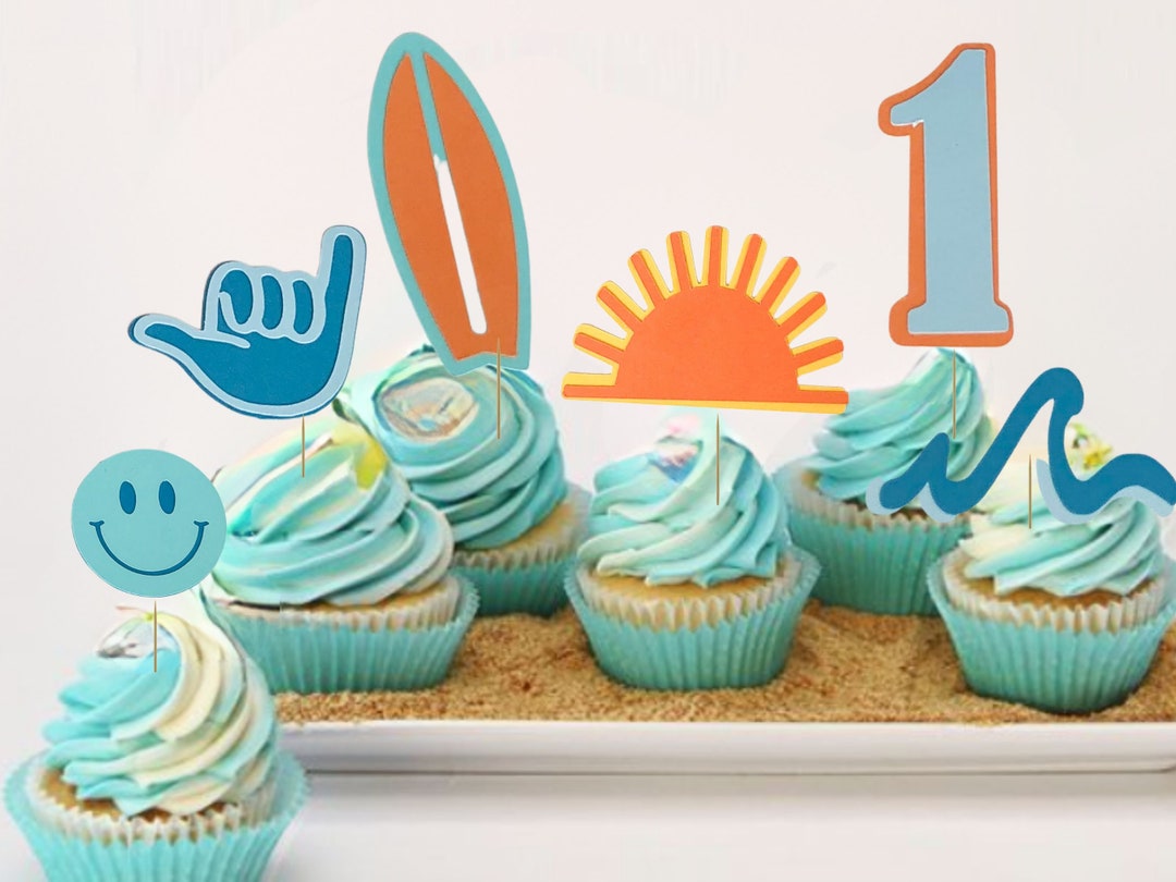 Surf Cupcake Toppers/ the Big One/first Wipeout/vintage Surf Birthday ...