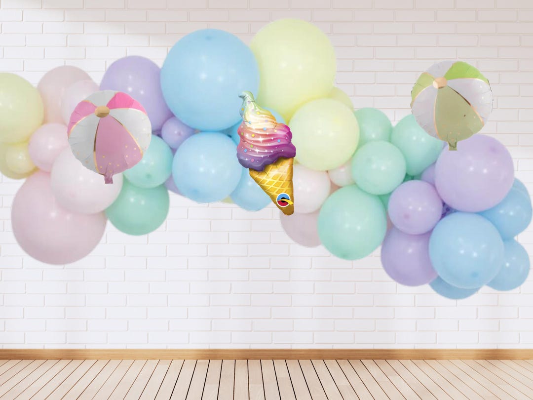 Pastel Beach Ball Ice Cream Balloon Garland, Summer Ice Cream Party ...