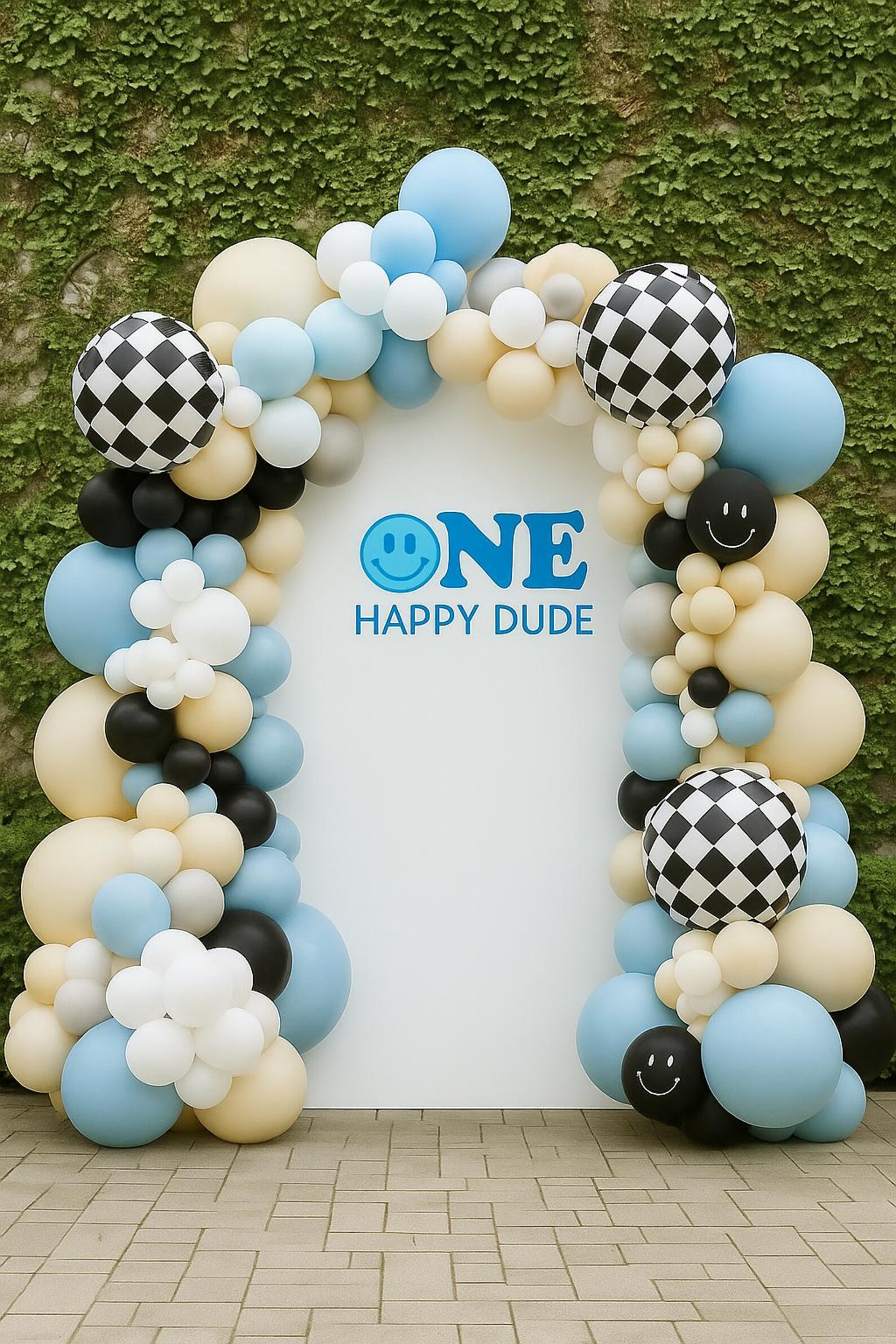 Happy Dude Blue Retro Balloon Arch Garland, One Happy Dude Party Decor ...