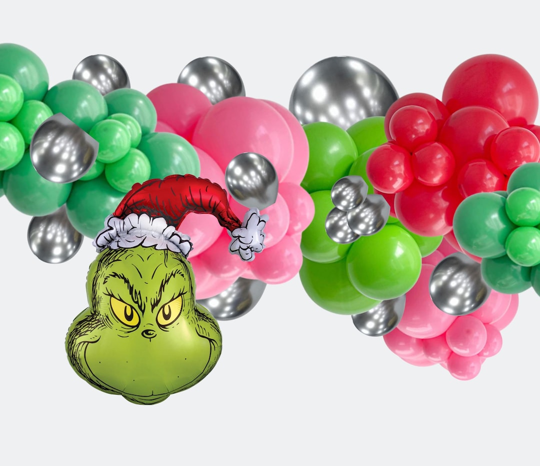 Grinch Inspired Balloons, Grinch Balloon Garland DIY, Grinch License ...