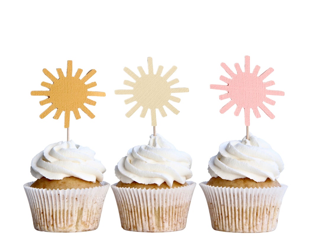 Sun Boho Birthday Cupcake Toppers, 1st Trip Around the Sun, One Sun ...