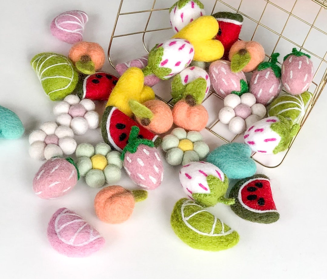 Bundle of 10 Summer Wool Felt Shapes/ Felt Fruit, Watermelon,peach ...