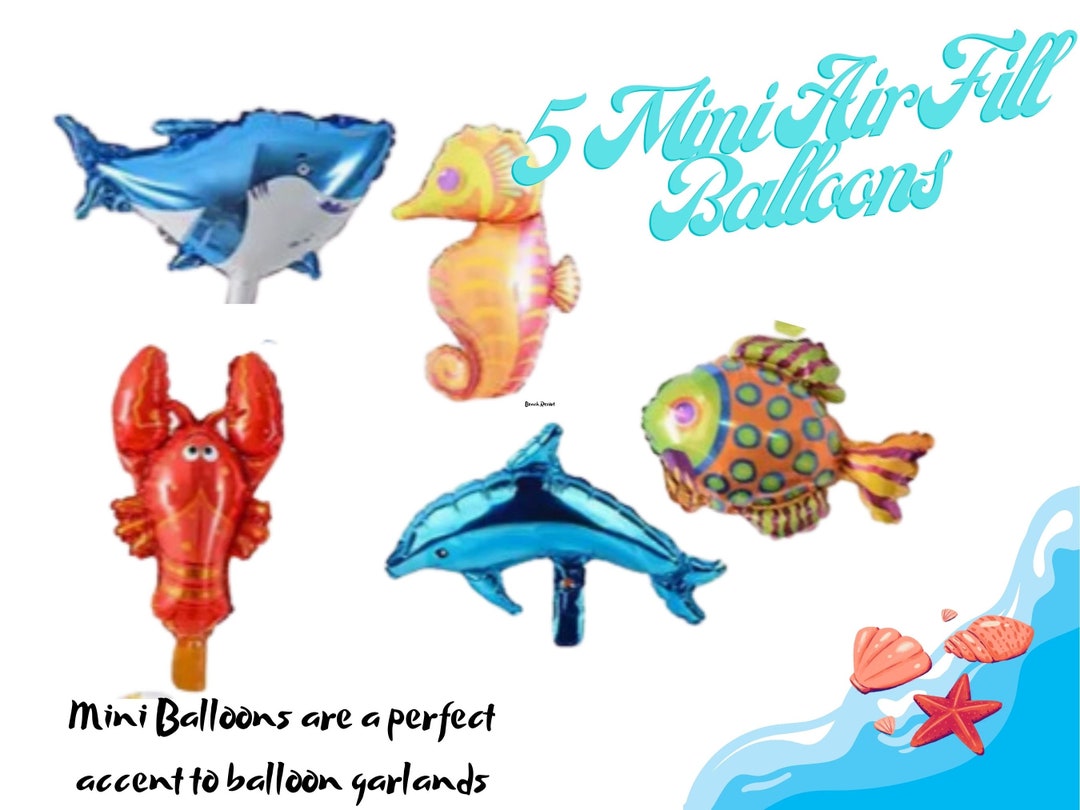 5 Under the Sea Mini Balloons, Ocean Birthday Party Decor, Beach Party ...