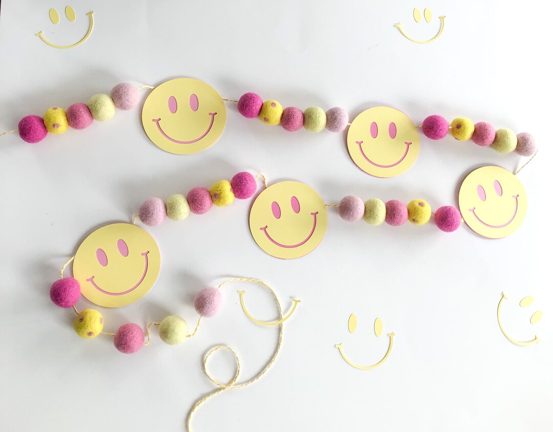 Pink Teen Smiley Happy Face Garland, One Happy Girl Banner , One Happy ...