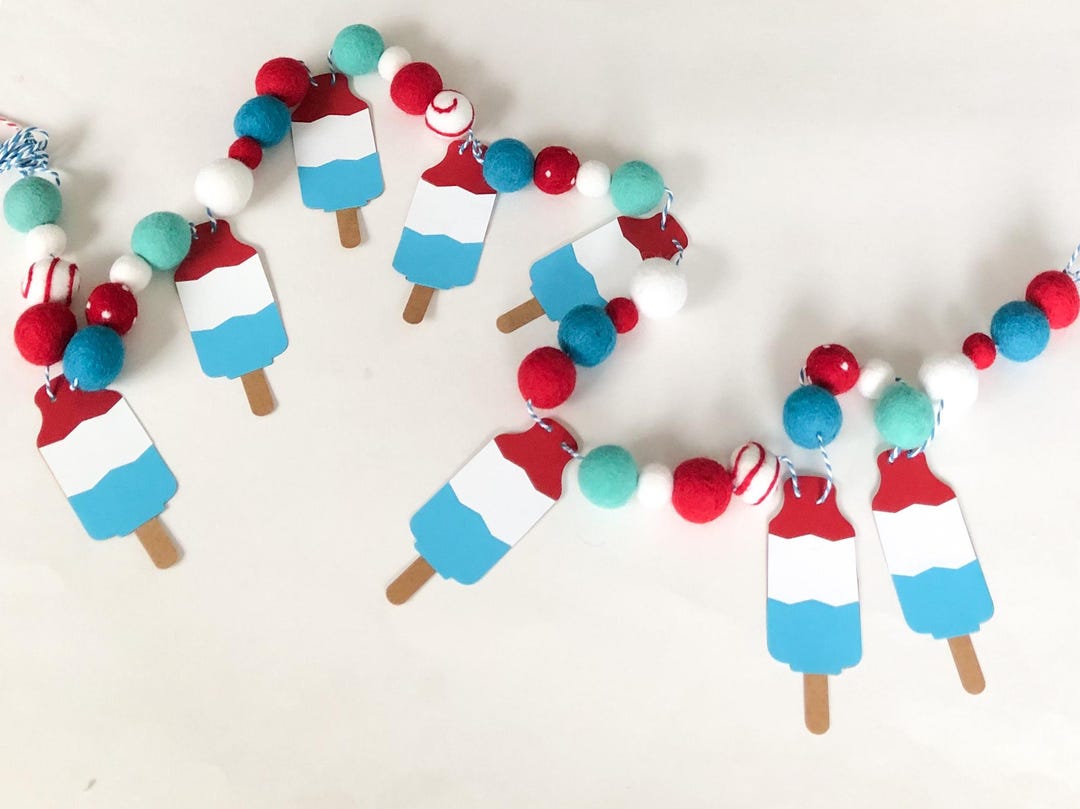 Rocket Bomb Popsicle Garland Patriotic USA 4th of July Felt Ball ...