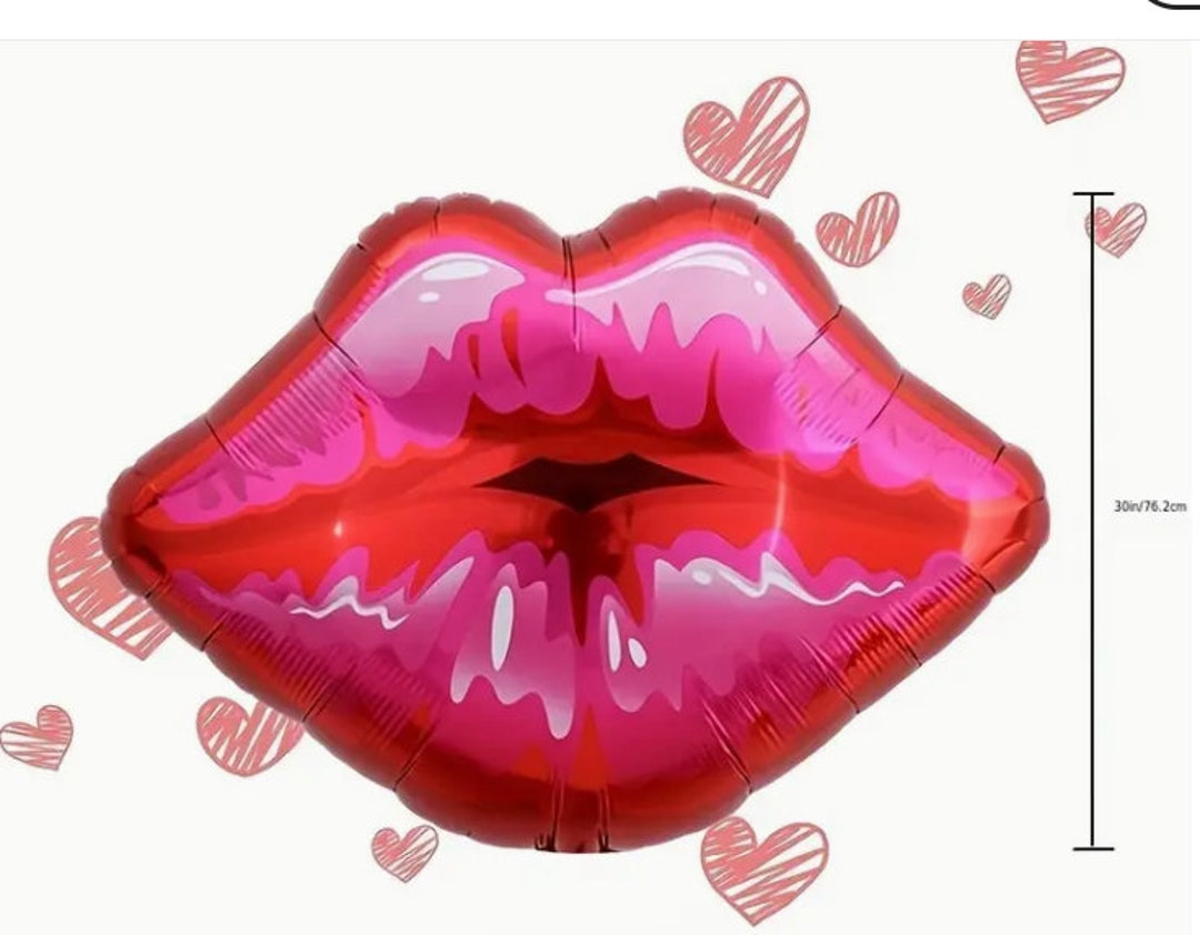 30" Lips Balloon - Red Pink - Valentines Day, Wedding, Bachelorette ...