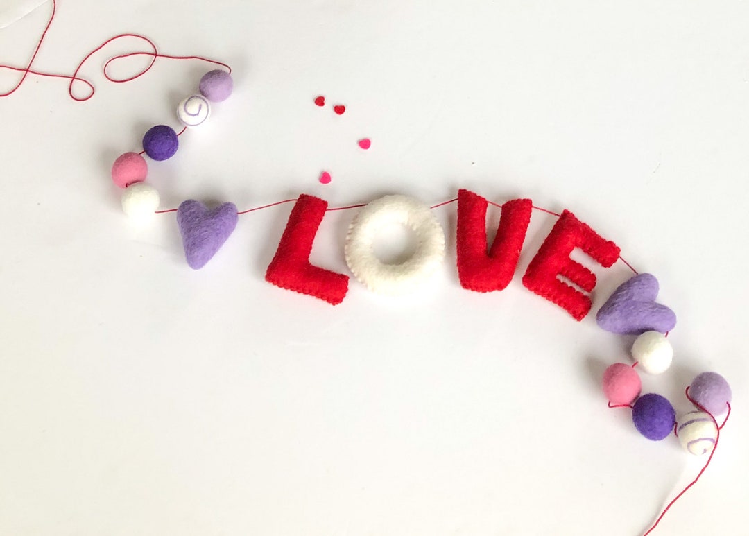 Valentine Wool Love Letter Banner/ Valentine Love Garland/heart Felt ...