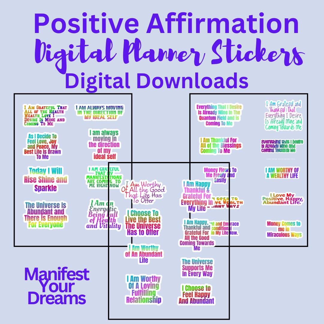 Positive Affirmation Stickers for Digital Download Use in iPad Android ...