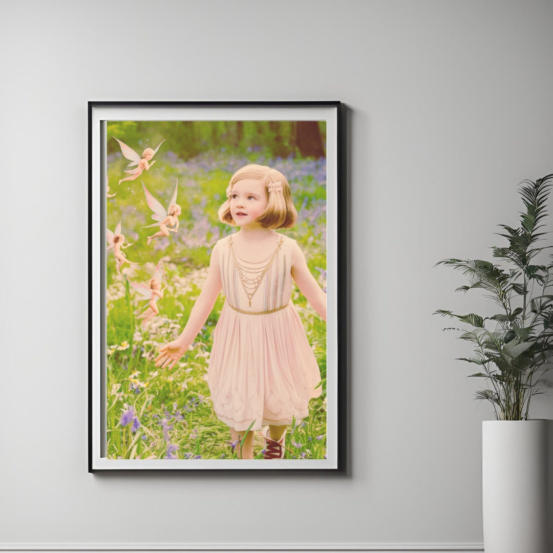 Digital Downloadable Art Print of Little Girl Sees Fairies Whimsical ...