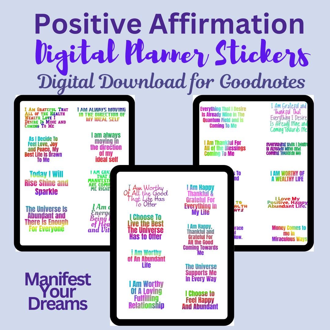 Positive Affirmation Stickers for Digital Download iPad Android Laptop ...