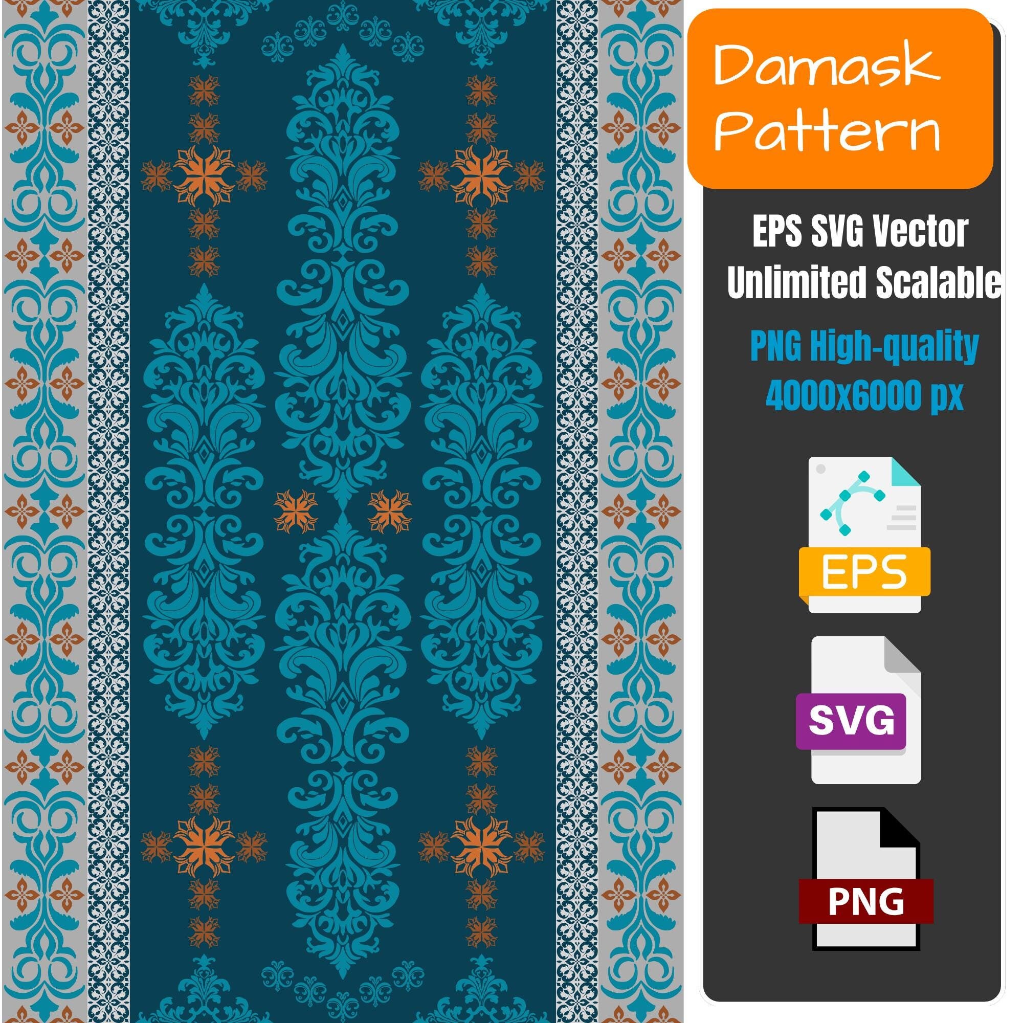 Damask Pattern Abstract SVG Vector,digital Moroccan Arabic,islamic ...