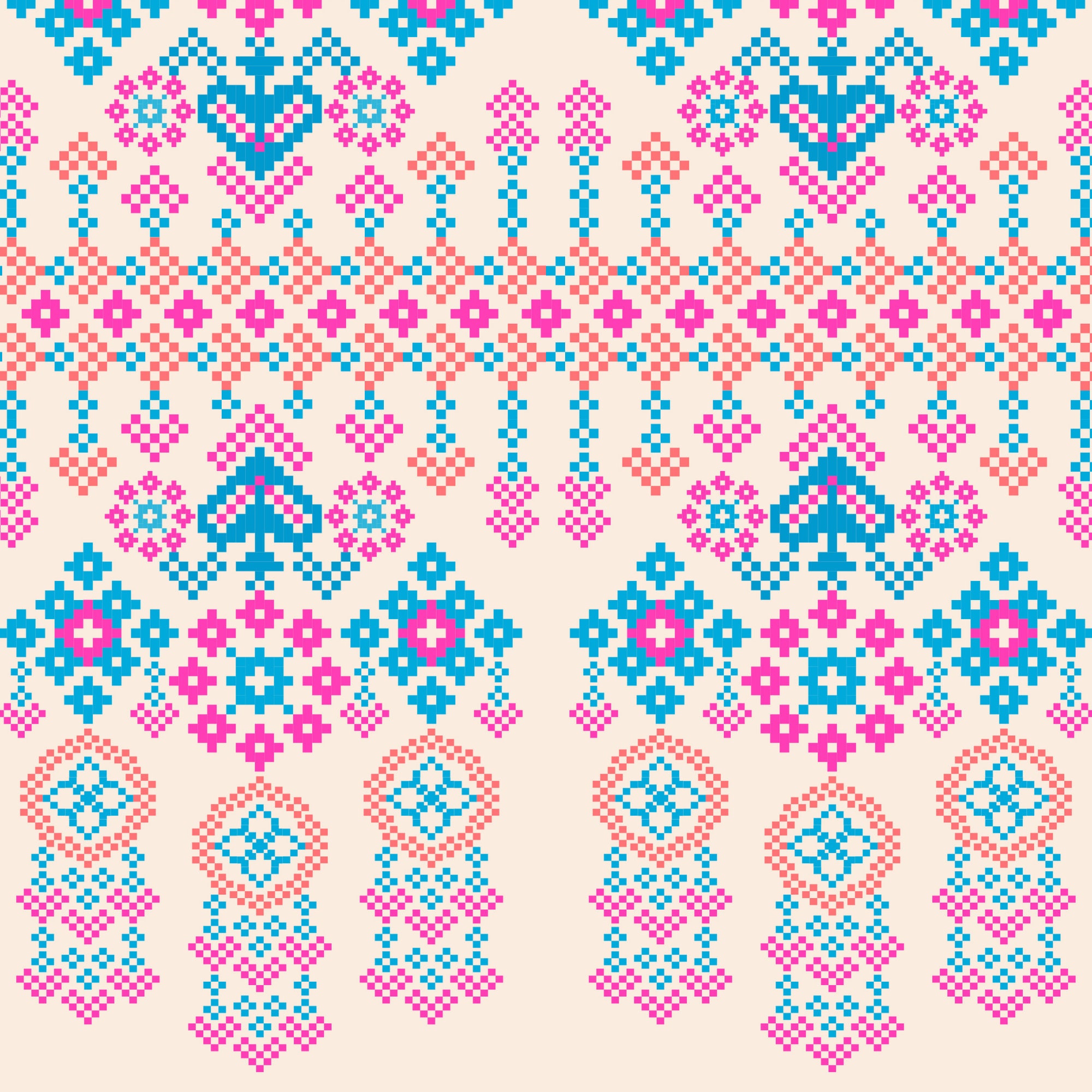 Cross Stitch Seamless Pattern, Traditional Pixel Geometric Abstract ...