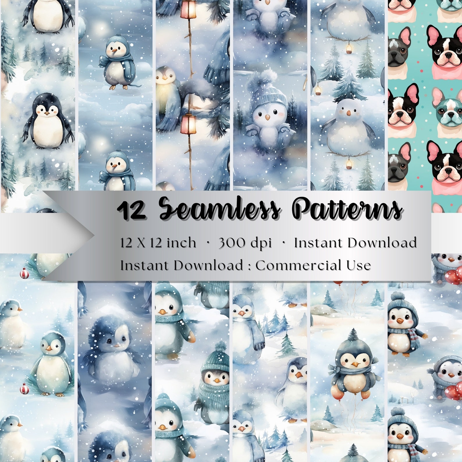 Seamless Penguin Winter Wonderland Pattern Cute Christmas Fabric ...