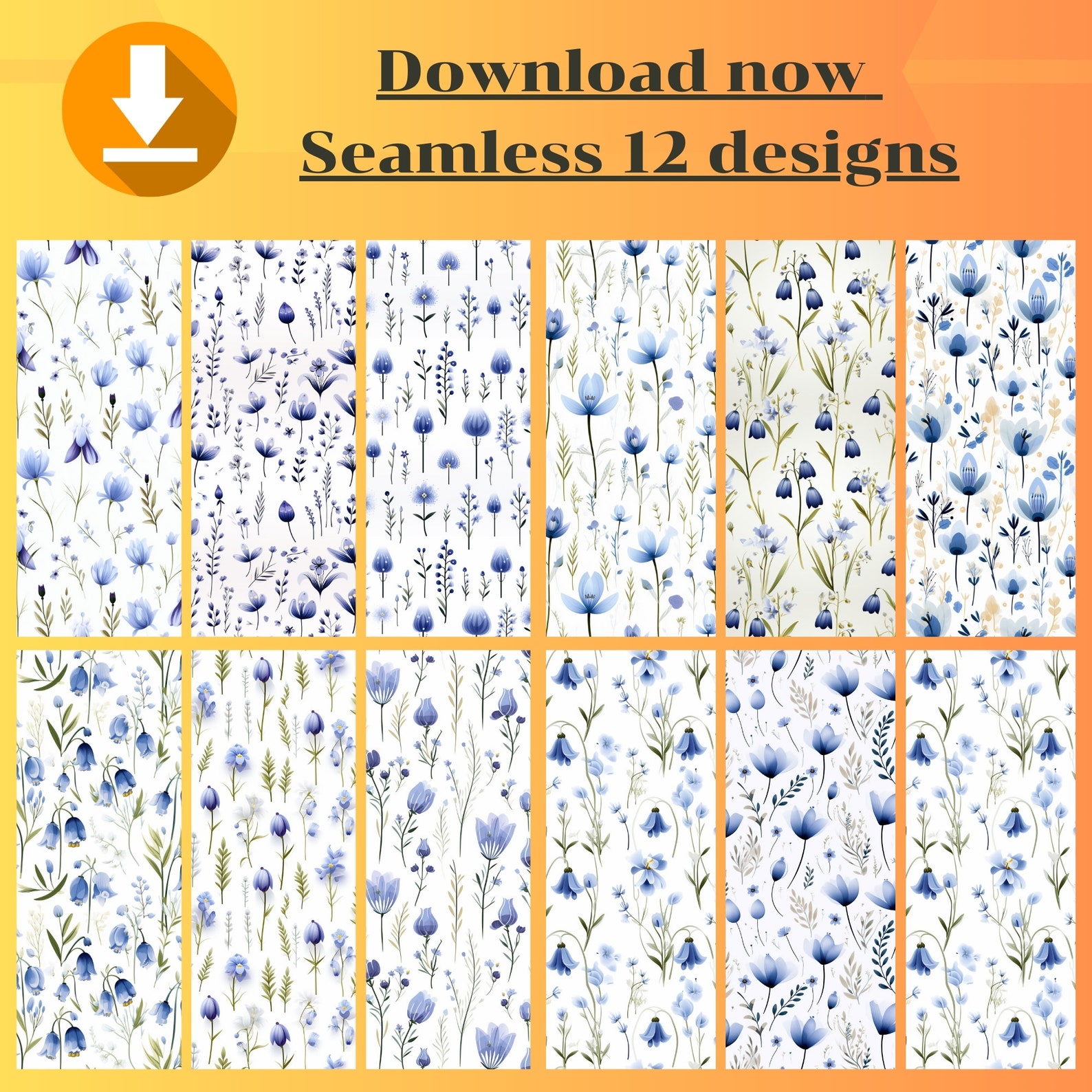 Blue Floral Watercolor Seamless Pattern: Spring Botanical Paper ...