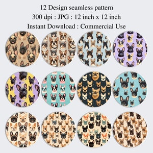 Seamless French Bulldog Pattern | Cute Dog Faces Fabric Pet Lover Decor ...