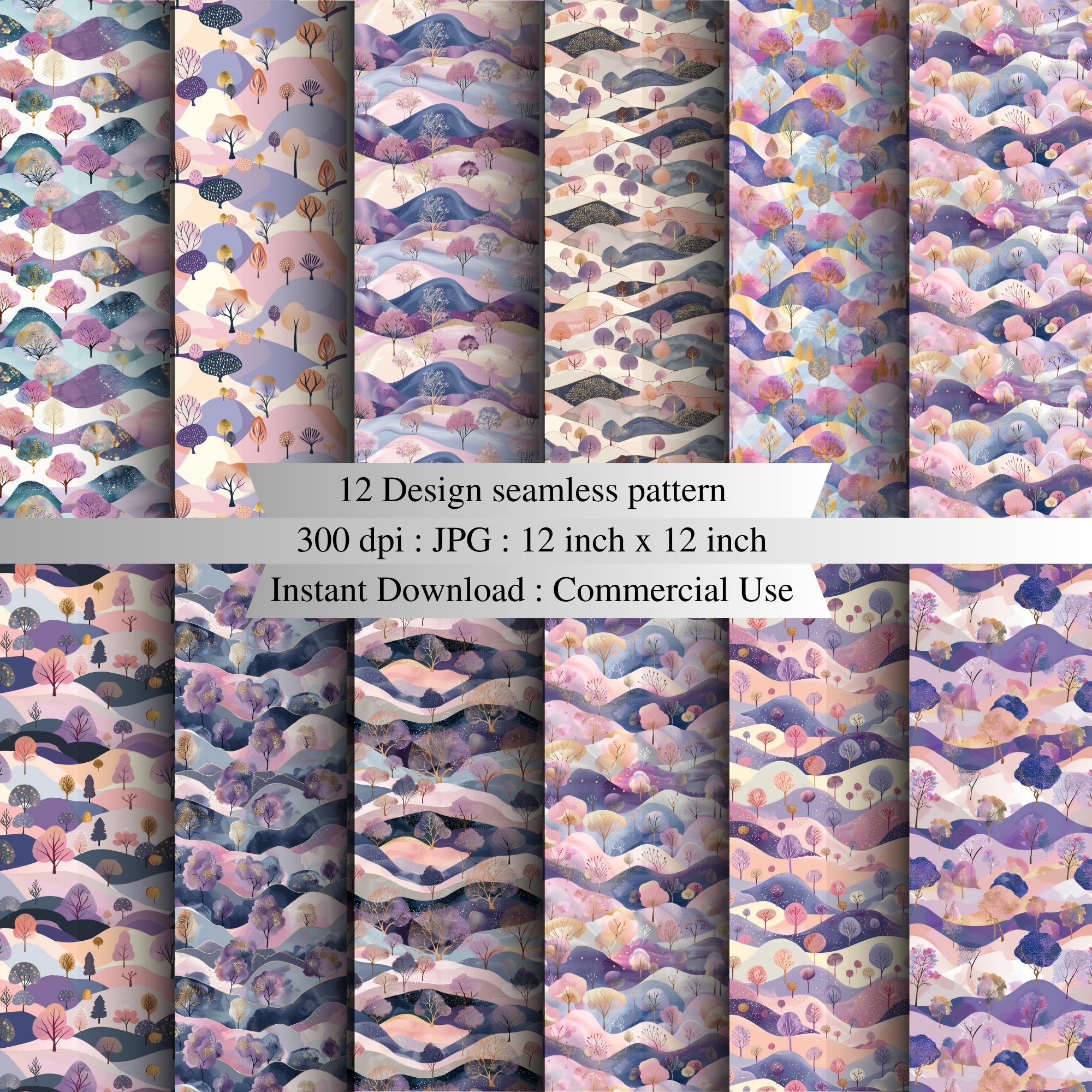 Seamless Nature Landscape Patterns Digital Download Printable Paper ...