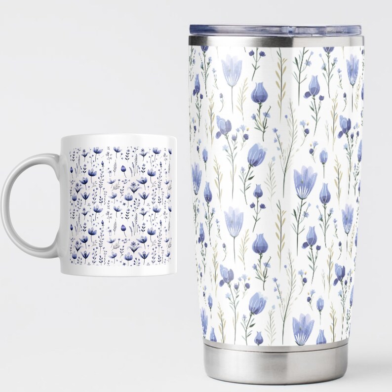 Blue Floral Watercolor Seamless Pattern: Spring Botanical Paper ...