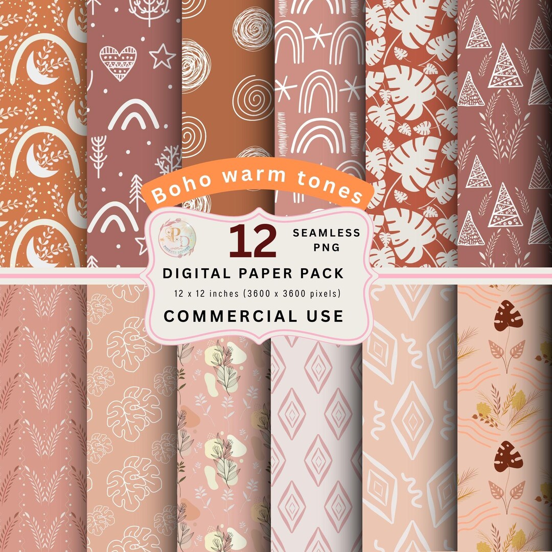 Boho Terracotta Digital Paper Pack, Seamless Earthy PNG Patterns - Etsy