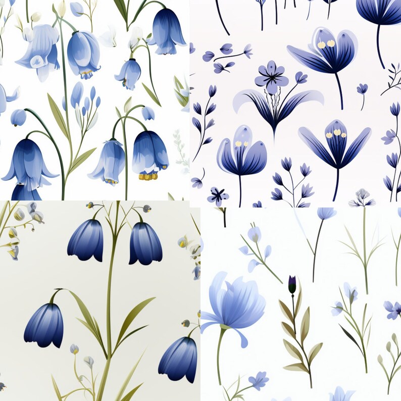 Blue Floral Watercolor Seamless Pattern: Spring Botanical Paper ...