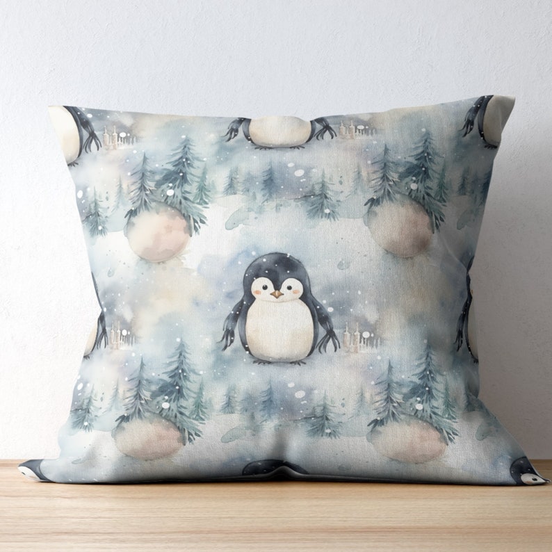 Seamless Penguin Winter Wonderland Pattern Cute Christmas Fabric ...