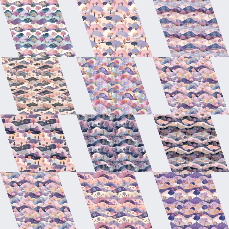 Seamless Nature Landscape Patterns Digital Download Printable Paper ...