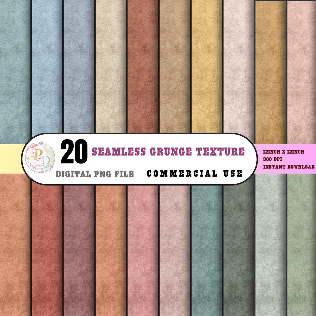 Grunge Texture Digital Paper Pack, Seamless Vintage Backgrounds (PNG ...