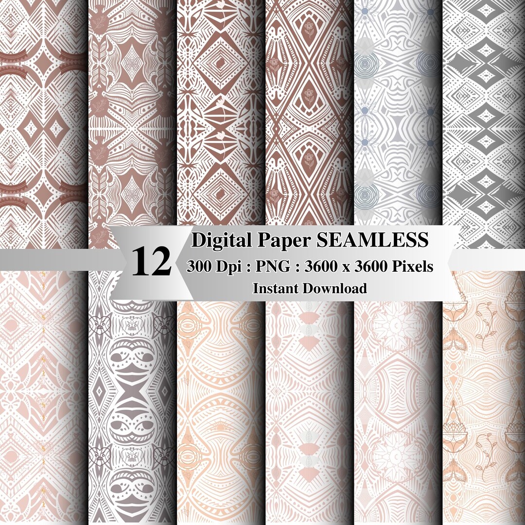 Tribal Boho Digital Paper Pack - Seamless Ethnic Patterns - Geometric ...