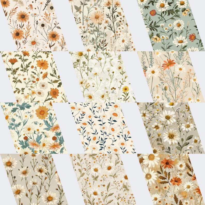 Vintage Wildflower Seamless Pattern Floral Printable Digital Download ...
