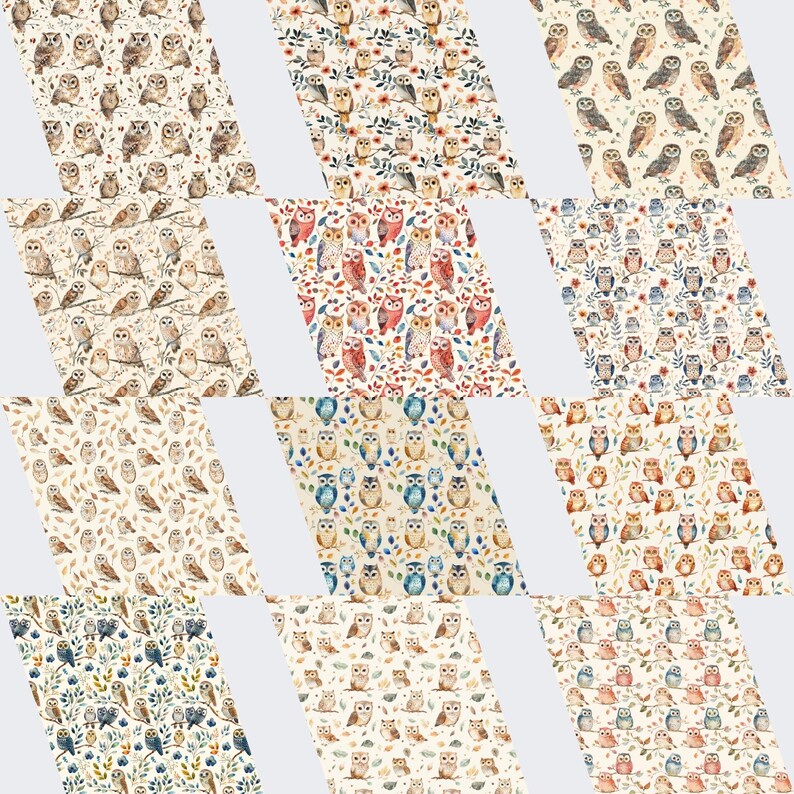 Seamless Owl Pattern Printable | Woodland Owl Digital Paper | Cute Owl ...