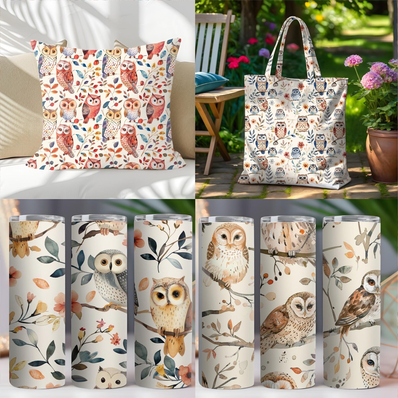 Seamless Owl Pattern Printable | Woodland Owl Digital Paper | Cute Owl ...