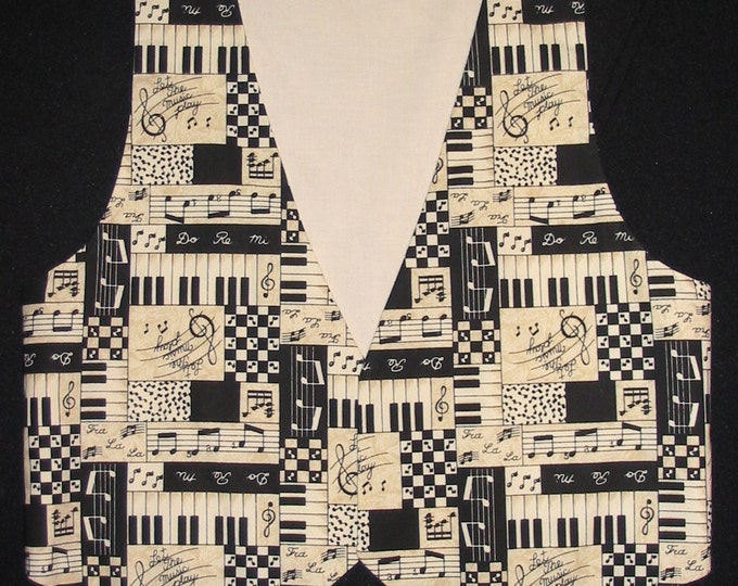 Music Note Tuxedo Style Vest for Adult - Etsy
