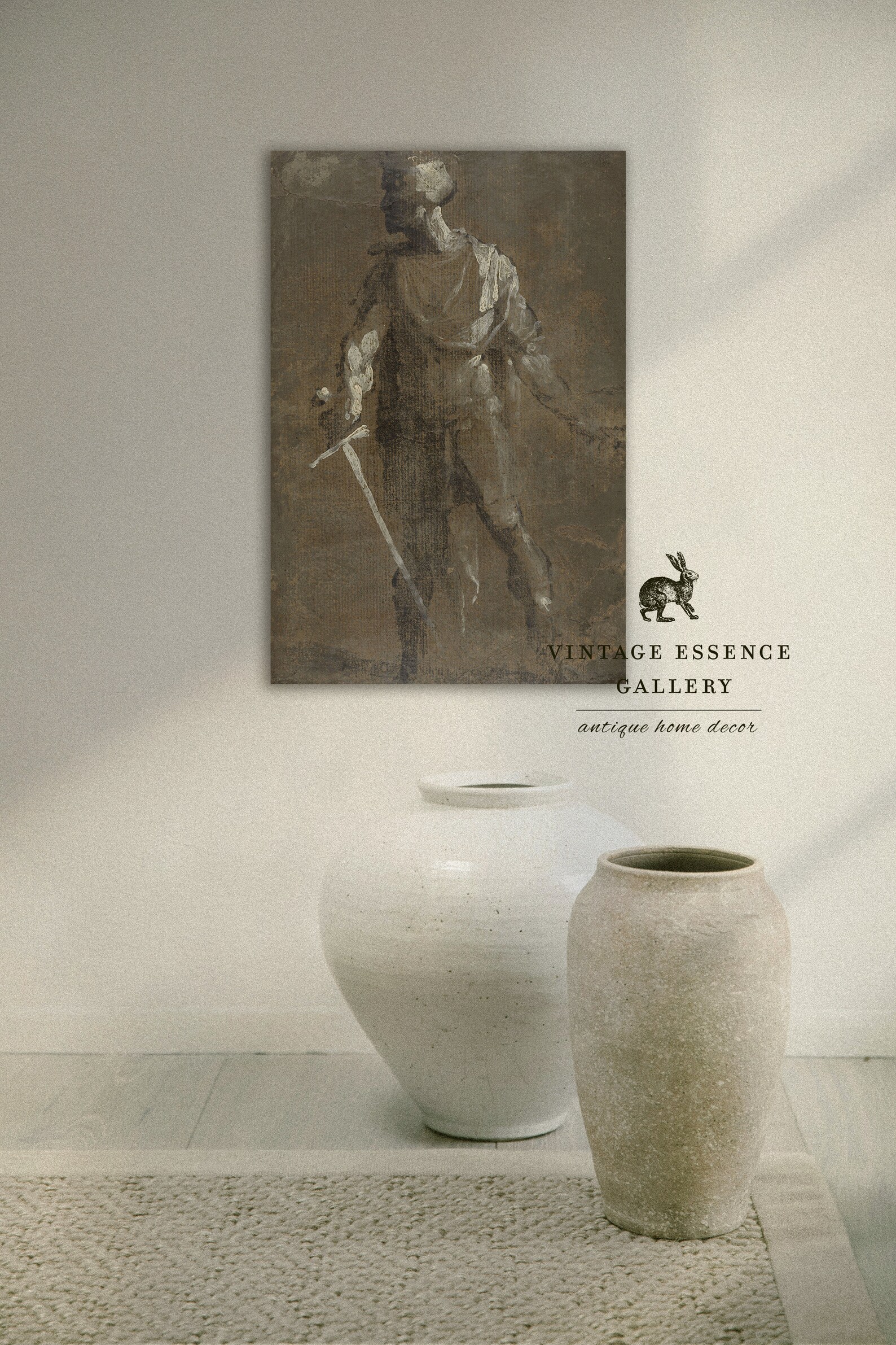Italian Renaissance Vintage Print Antique Warrior Tempera Painting ...