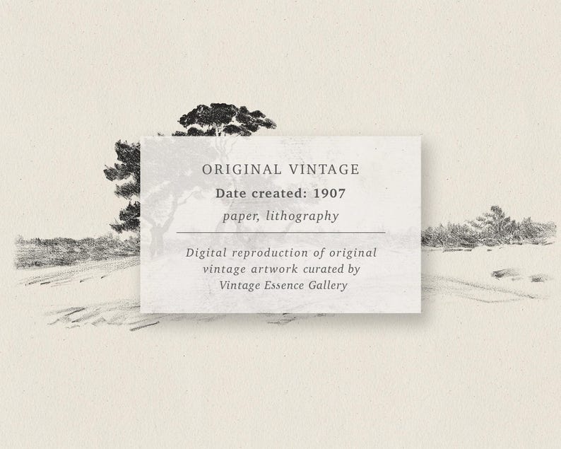 Vintage Landscape Sketch | PRINTABLE Lone Tree Pencil Drawing ...
