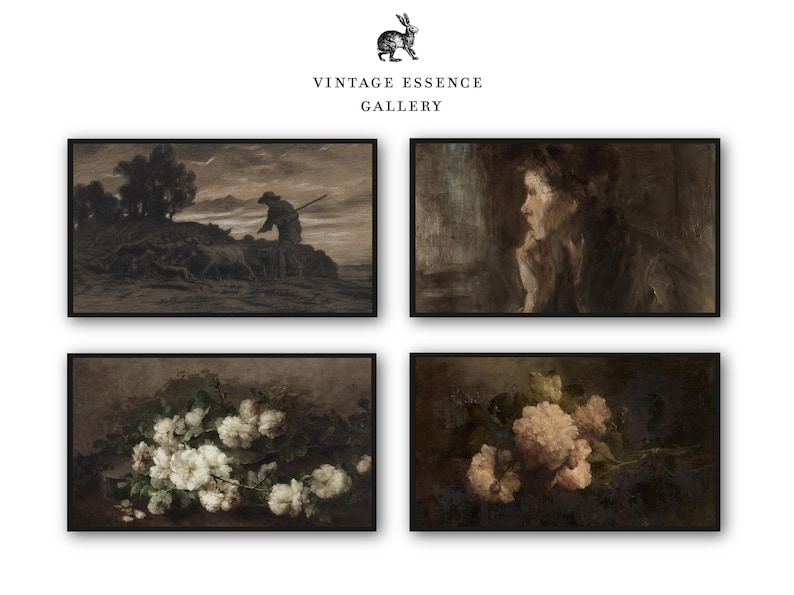 Dark Moody Samsung Frame TV Art Set | Vintage Botanical Landscape ...
