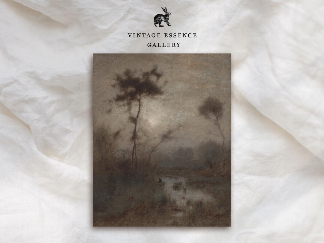 Vintage Foggy Forest Landscape | PRINTABLE Abstract Dark Moody Wall Art ...