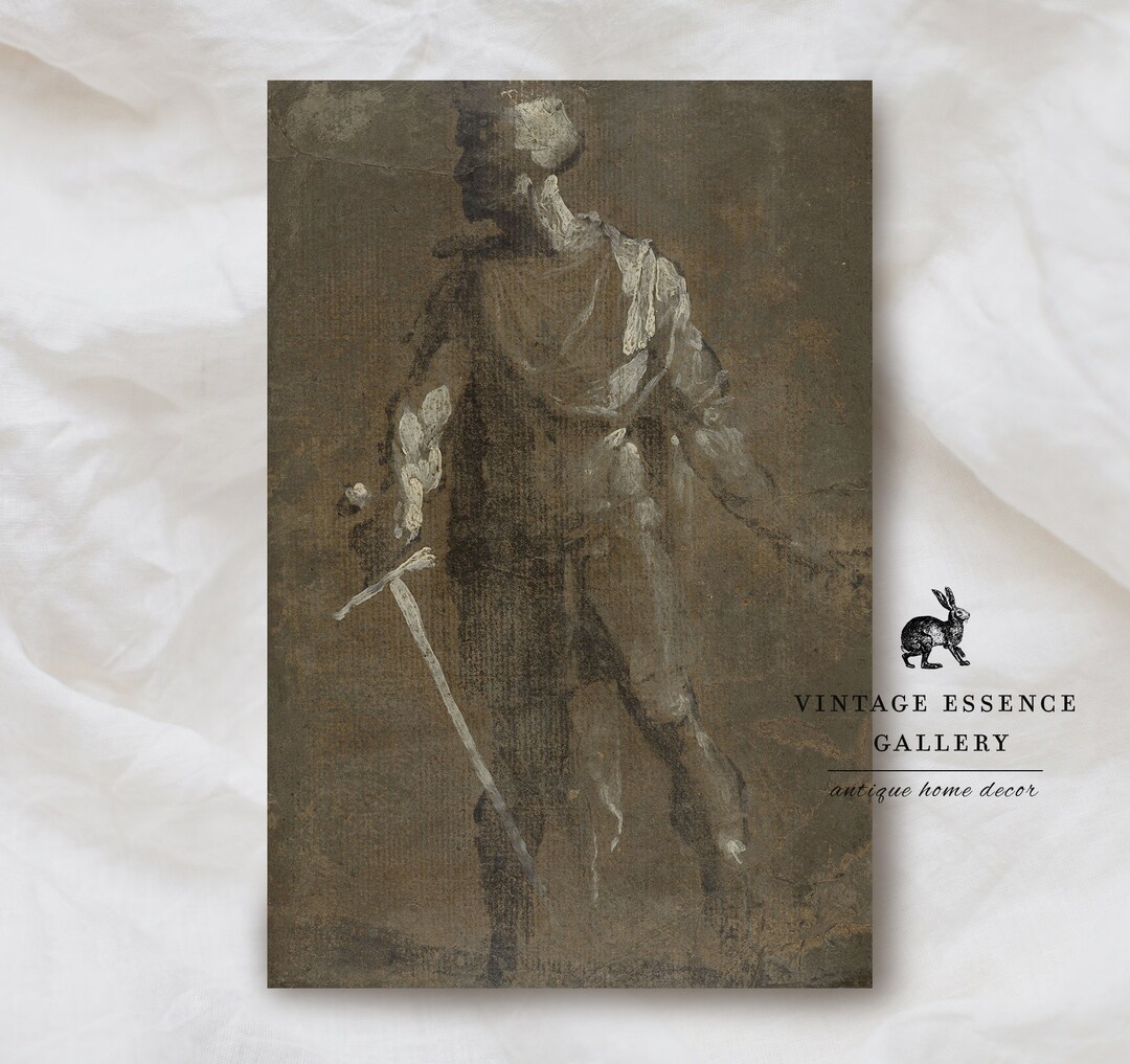 Italian Renaissance Vintage Print Antique Warrior Tempera Painting ...