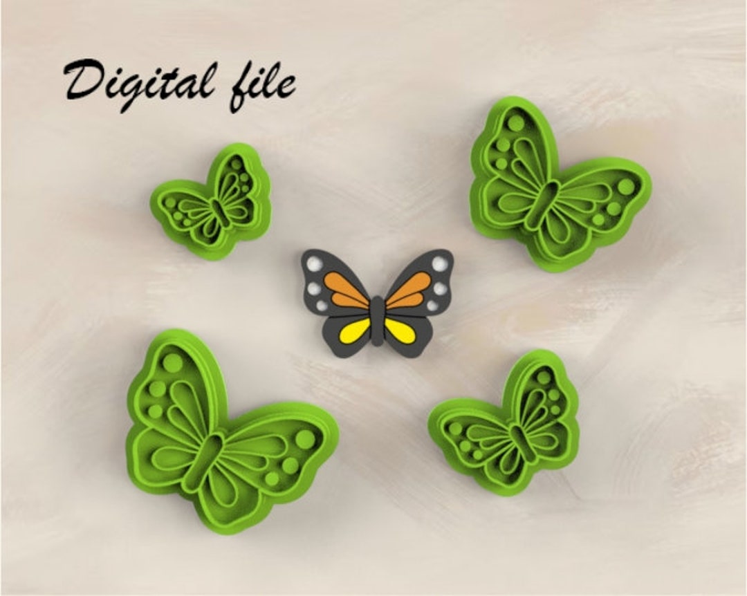 Butterfly 2 Polymer Clay Cutter Digital STL File 4 Sizes Sharp Clean ...